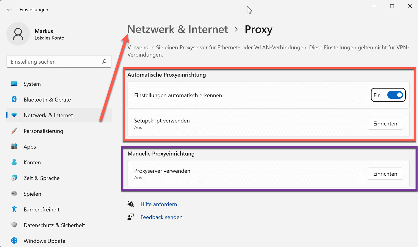 So kann man den Proxyserver unter Windows konfigurieren