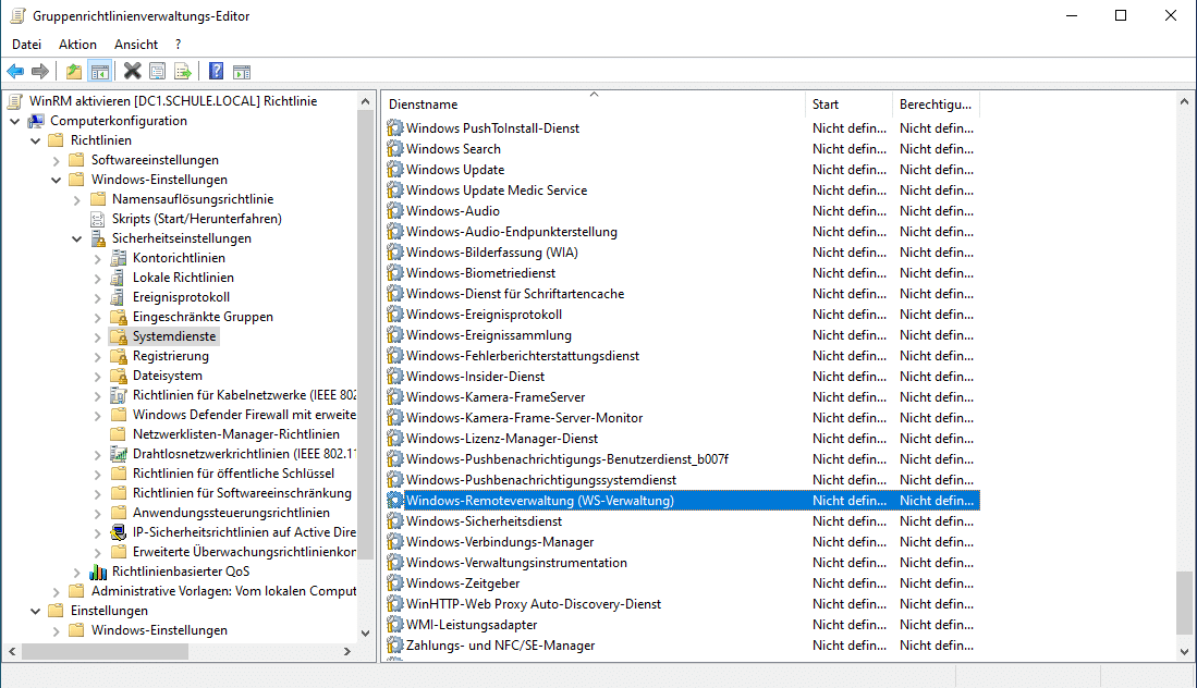 Windows Remoteverwaltungsdienst - WinRM per GPO aktivieren