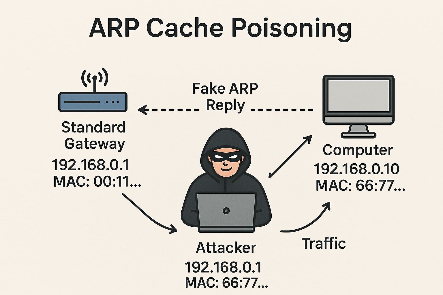 Was ist arp cache Poisoning und wie kannst du dich schützen?